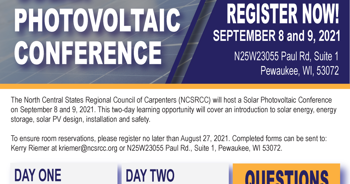 Solar Photovoltaic Conference | North Central States Regional Council ...